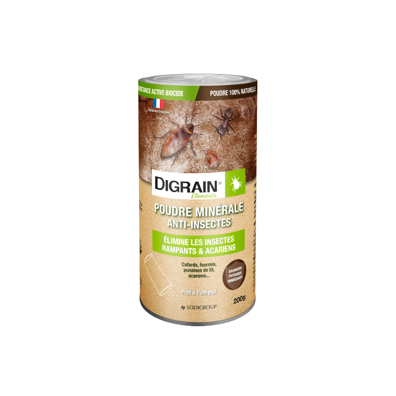 DIGRAIN Eléments Poudre Minérale Anti-Insectes 200g - Lodi-hygiène